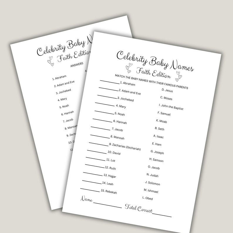Christian Baby Shower Game, Christian Celebrity Baby Name Game, Name ...