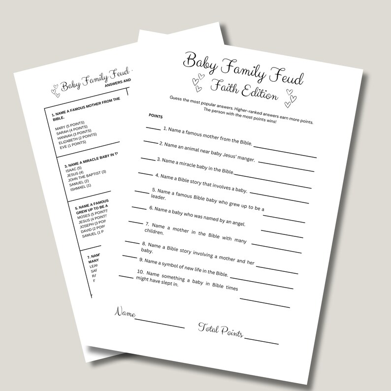 Christian Baby Shower Game, Family Feud Baby Shower Game, Christian ...