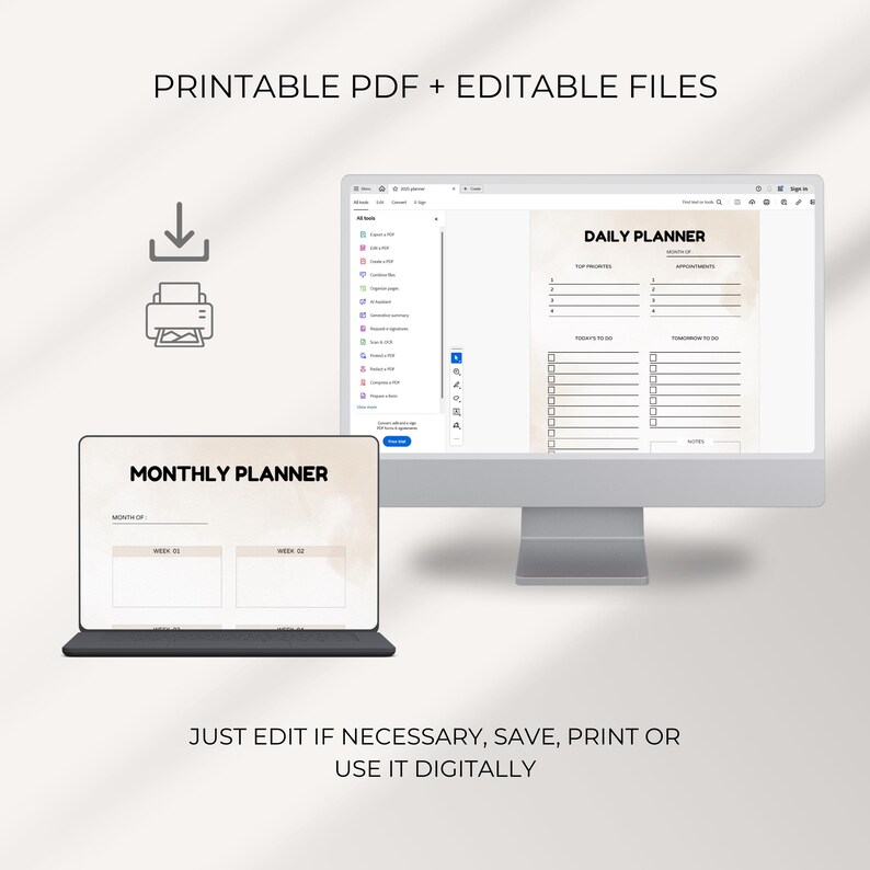 2025 Printable Planner A4, A5 & US Letter PDF Daily, Weekly, Monthly ...