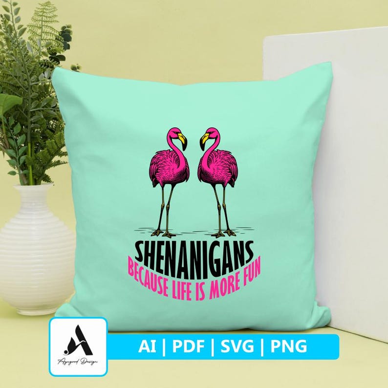 Shenanigans Pink Flamingos SVG PNG Sublimation Digital Design Fun ...