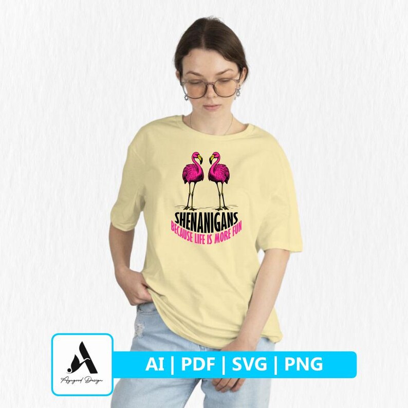 Shenanigans Pink Flamingos SVG PNG Sublimation Digital Design Fun ...