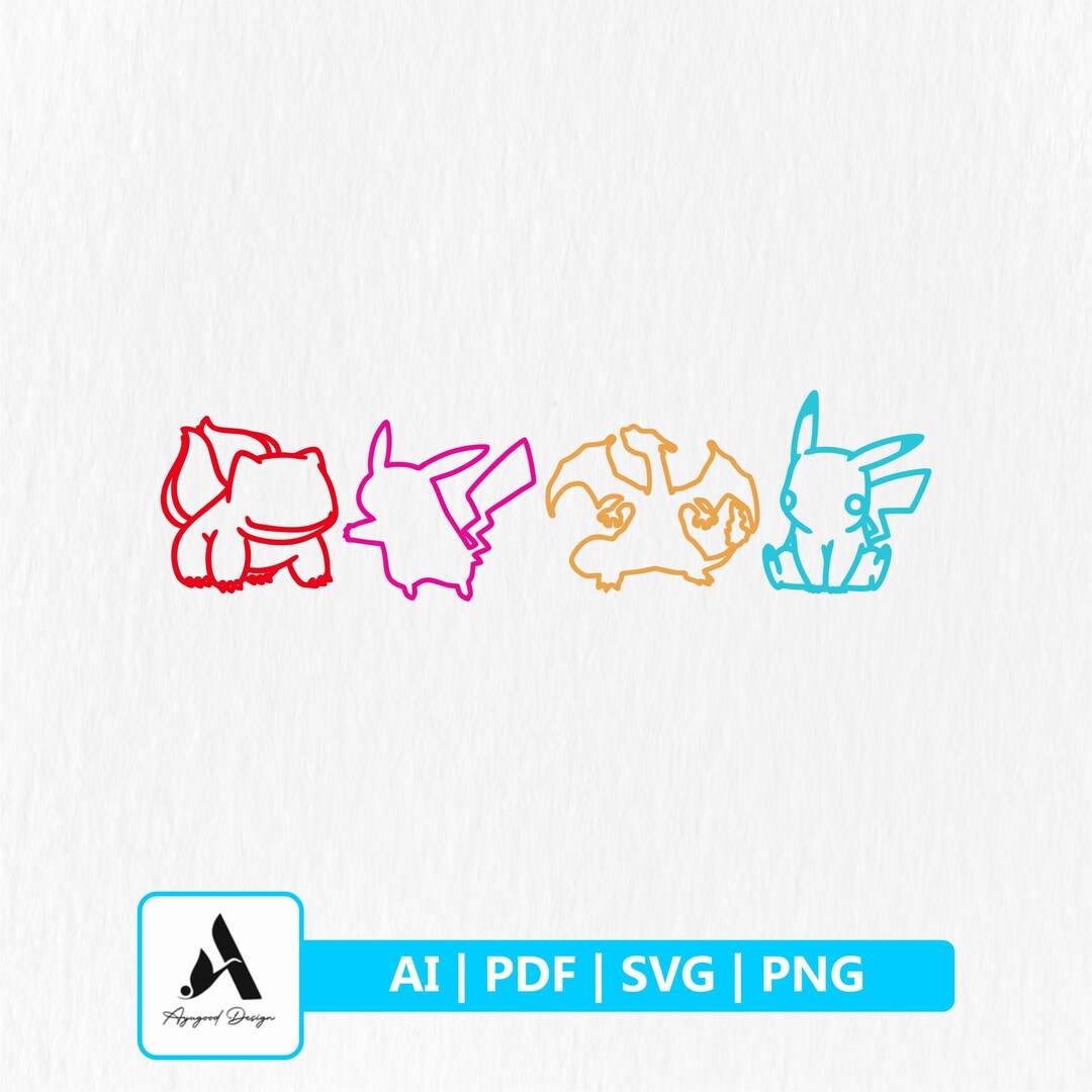 Pokemon Outline Svg, Pokemon Outline Png, Charmander, Pikachu, Squirtle ...