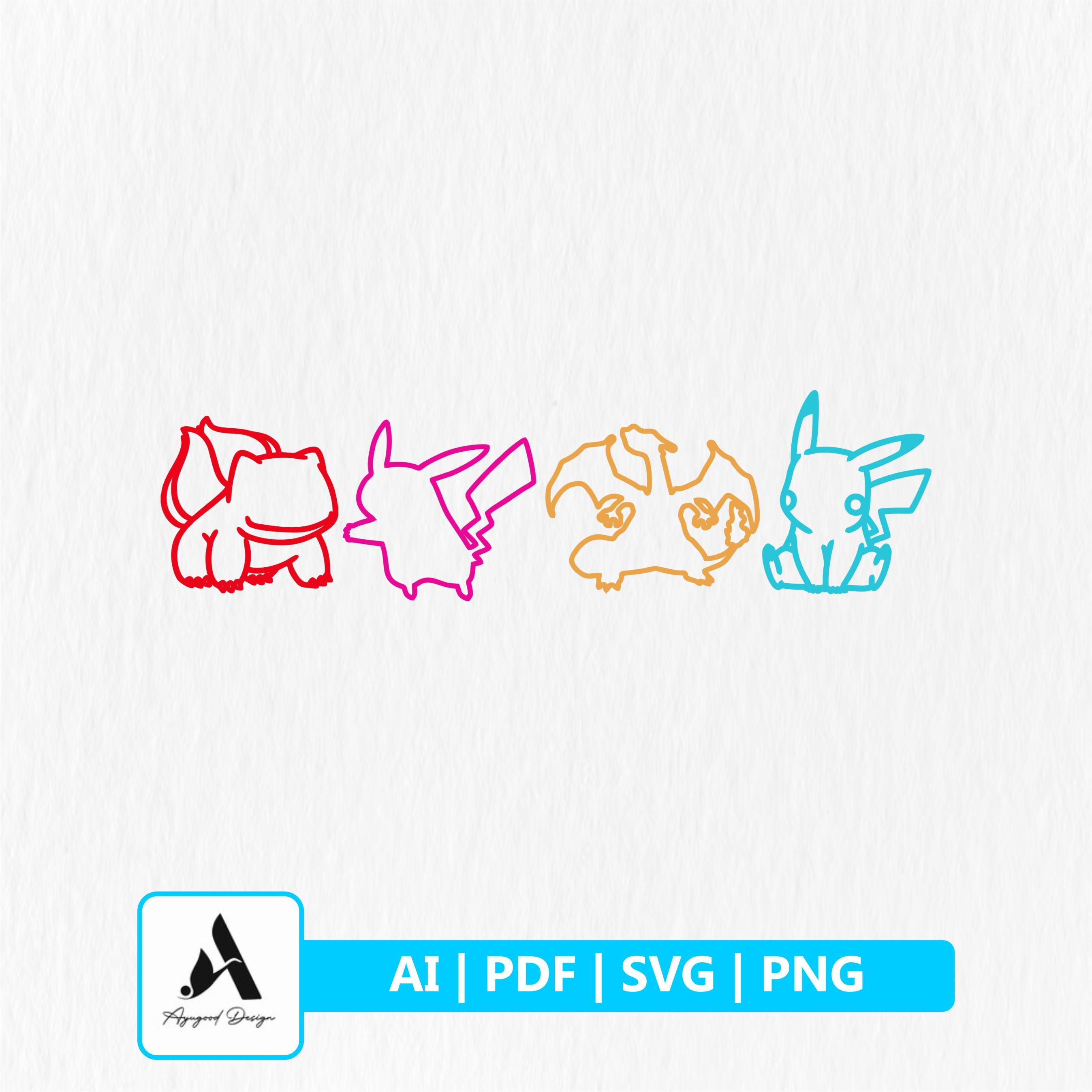 Pokemon Outline Svg, Pokemon Outline Png, Charmander, Pikachu, Squirtle ...
