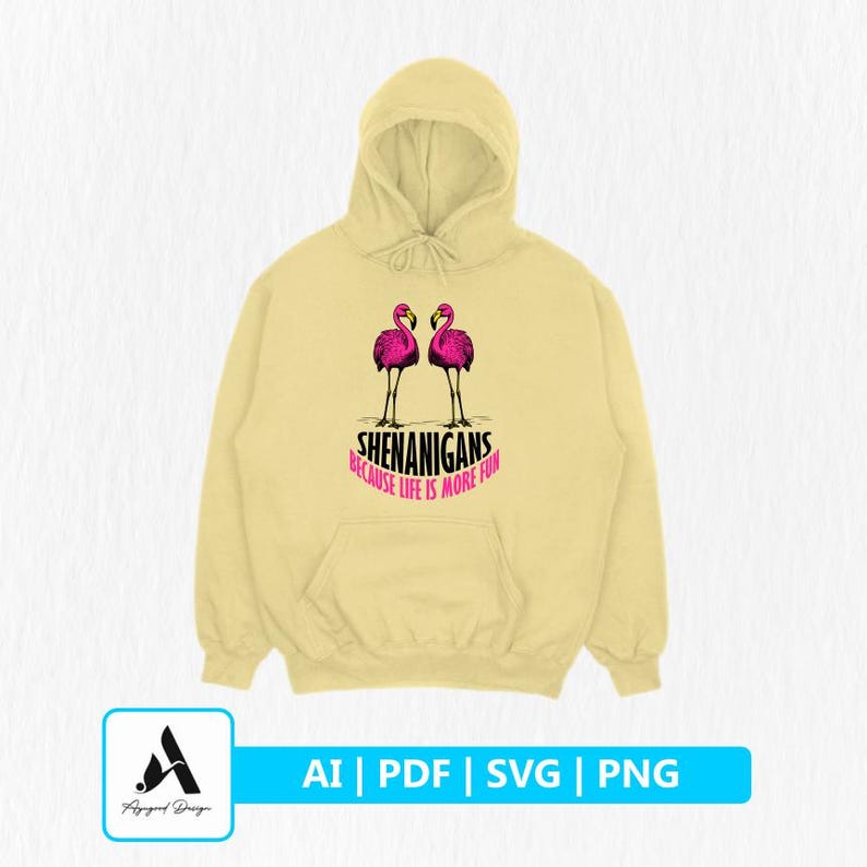 Shenanigans Pink Flamingos SVG PNG Sublimation Digital Design Fun ...