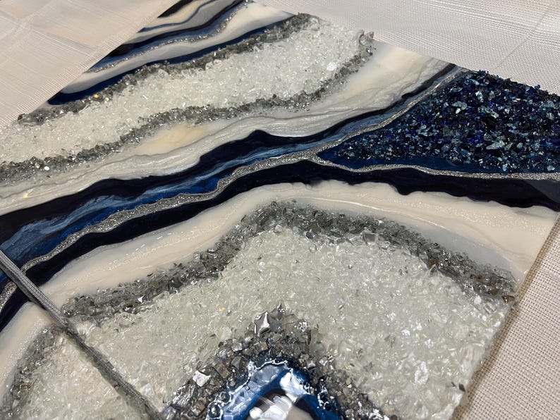 3D Resin Wall Art for Home Living Decor Geode on a Wood Art Panel With ...