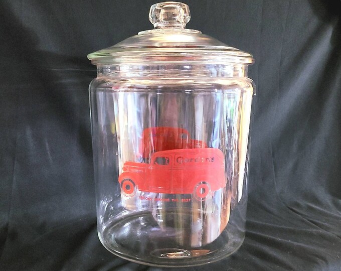 Vintage Gordon's Fresh Food Glass Counter Snack Jar W/lid Red Truck ...