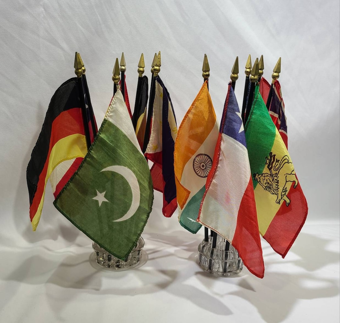 Vintage Hand Held Flags of 14 Different Nations - Etsy