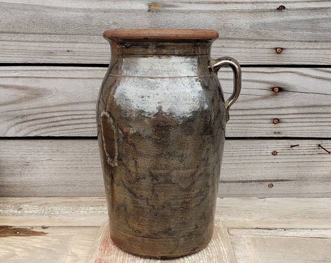 South Carolina Pottery, 2 Gallon Crock Churn, Edgefield Pottery, Brown ...