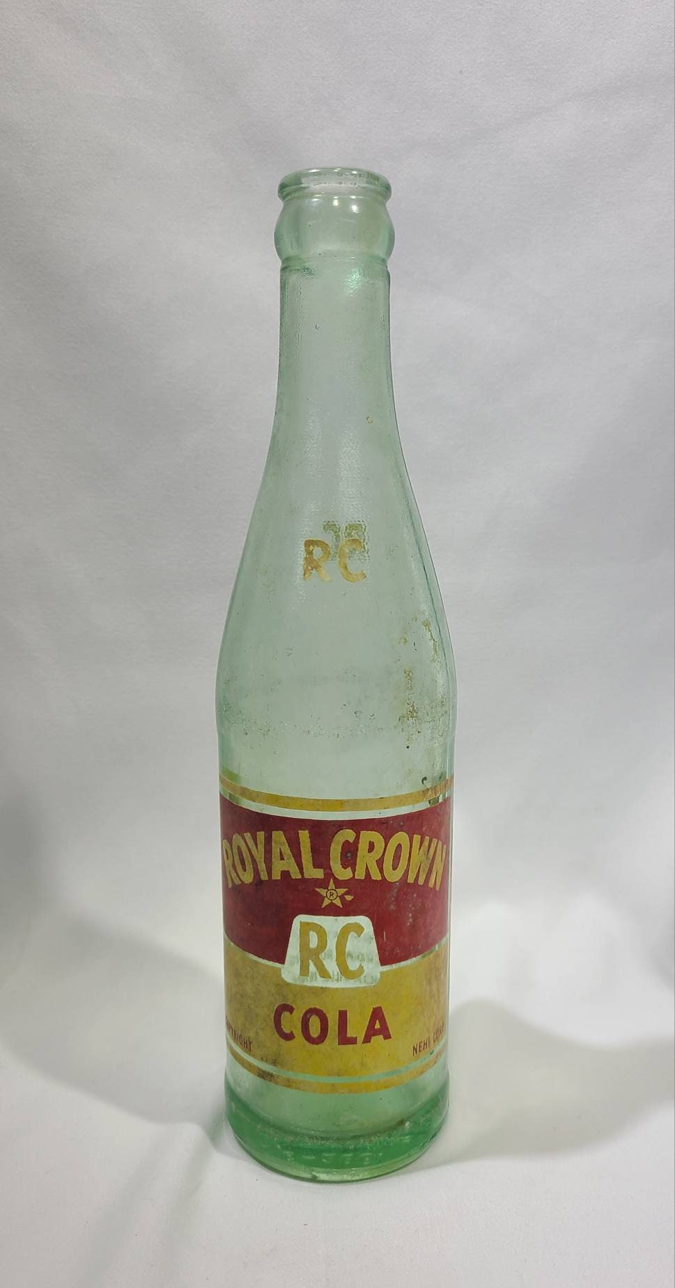 Vintage Green 10 Ounce Royal Crown RC Cola Bottle Embossed Yellow and ...