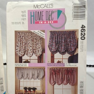 8 Vintage Mccall's Patterns for Window Treatments or Curtains, Pillows ...