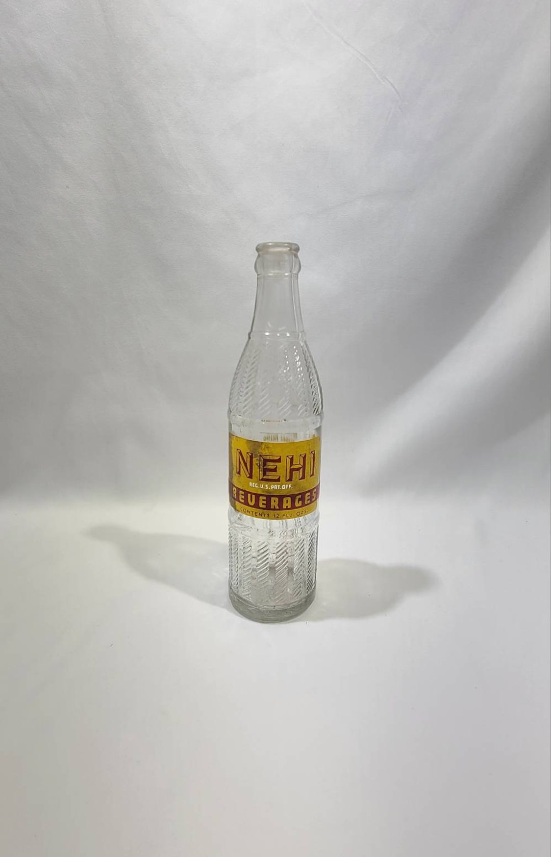 1945 Vintage Nehi Beverage Soda 12 Ounce Bottle Embossed Yellow and Red ...