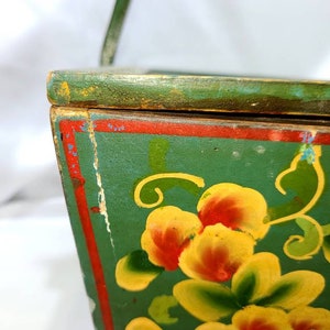 Antique Dutch Wooden Box/basket With Wood Handle and Lid With Hand ...