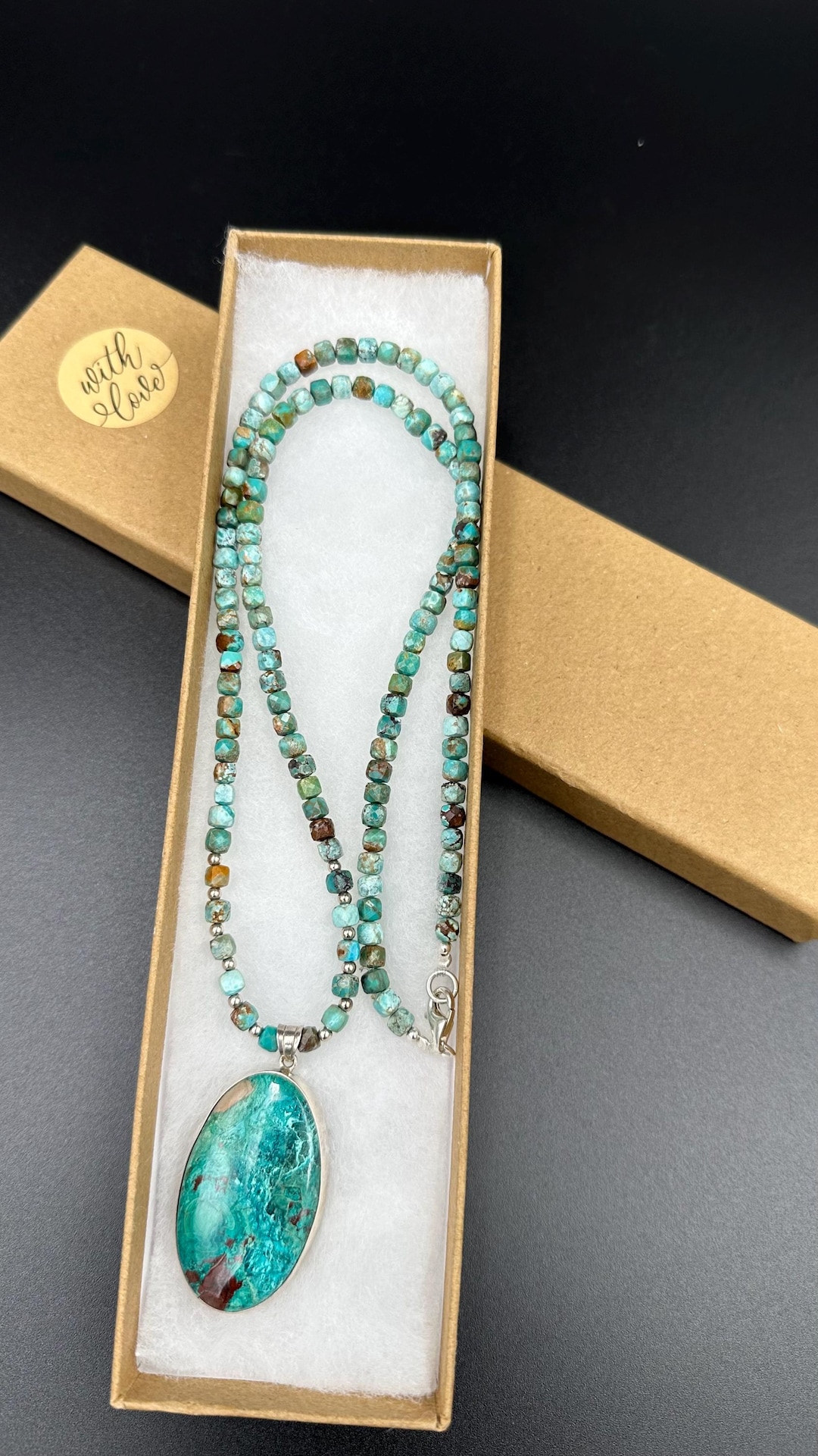 Turquoise Necklaces With Silver Turquoise Pendant for Women, 4x4mm ...