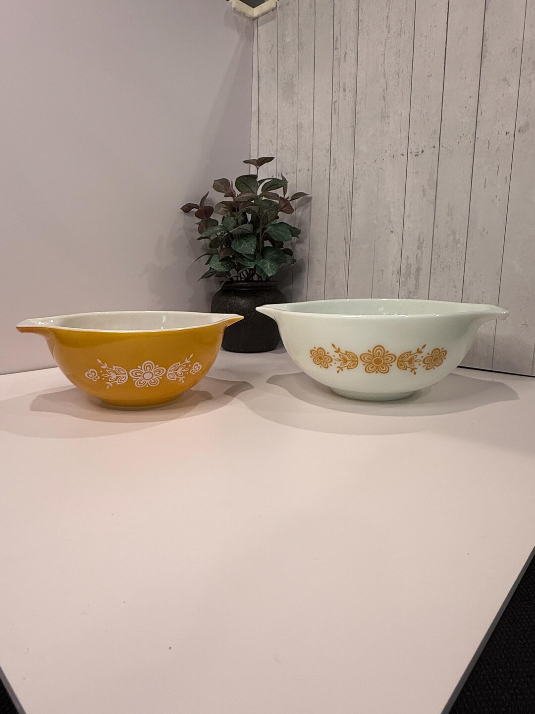 Vintage PYREX Cinderella Nesting Mixing Bowls Butterfly Gold 442 & 443 ...