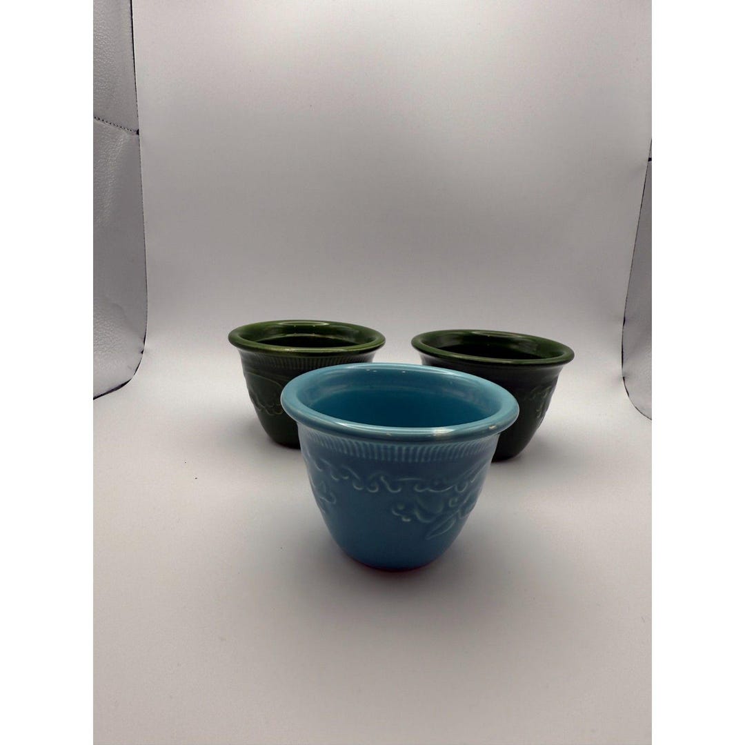 Homer Laughlin Oven Serve Custards Green and Blue Vintage - Etsy