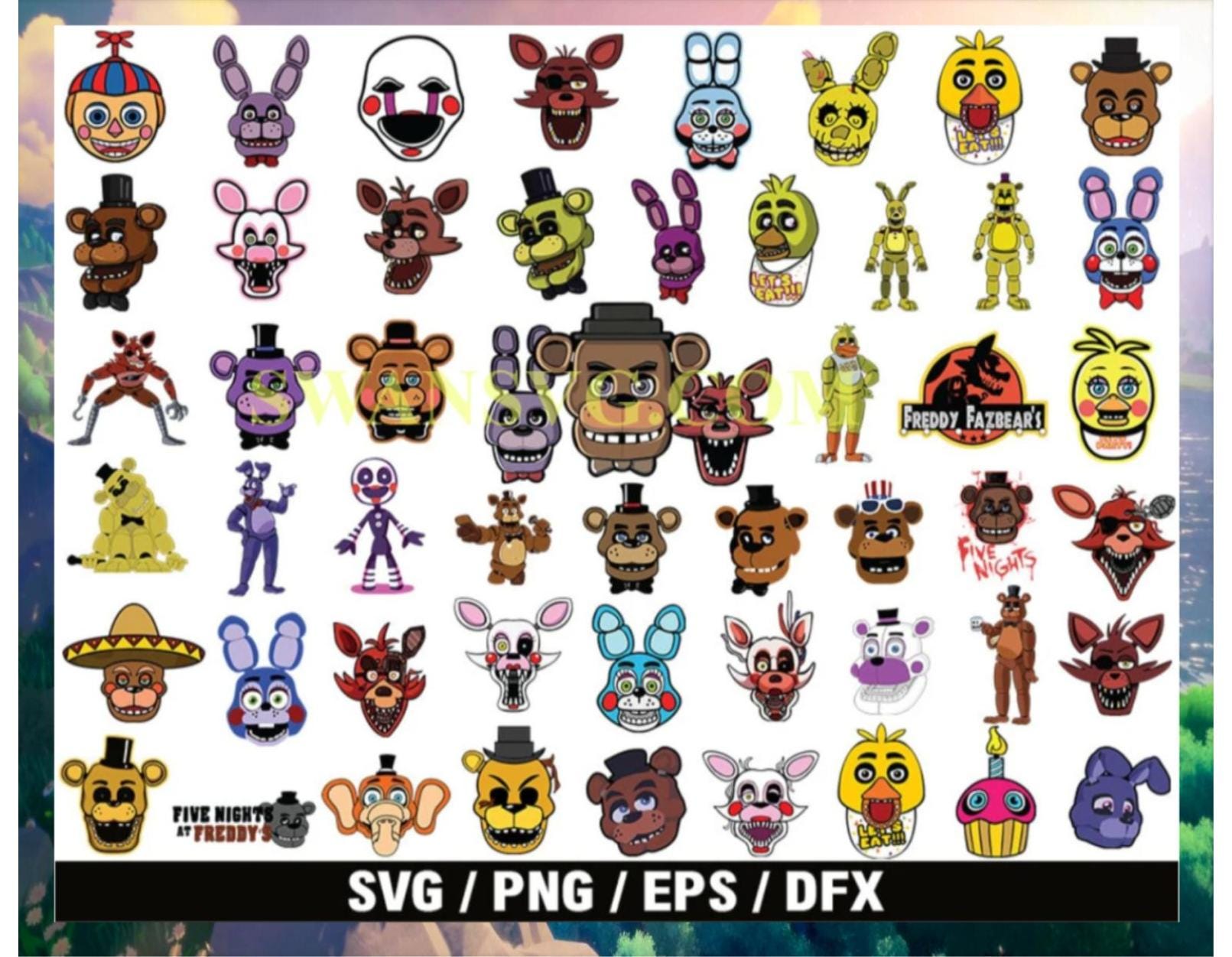 320 FNAF Bundle Svg, FNAF Svg, Five Nights at Freddy's Set, Freddy's ...