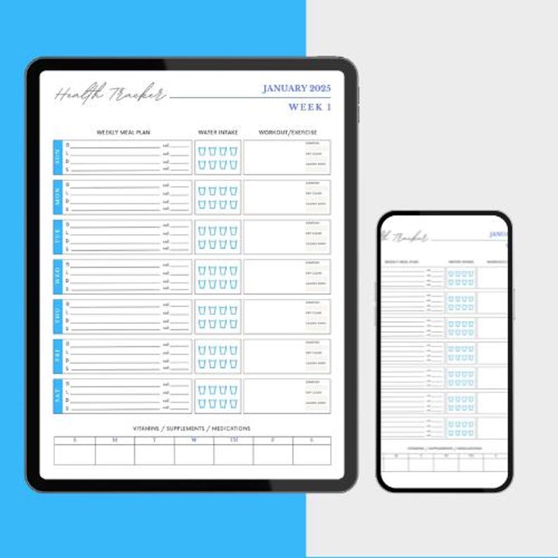 Editable Health Tracker Template for Canva | Wellness Planner, Fitness ...