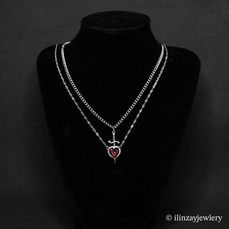 Heart Choke Chain Necklace - Etsy