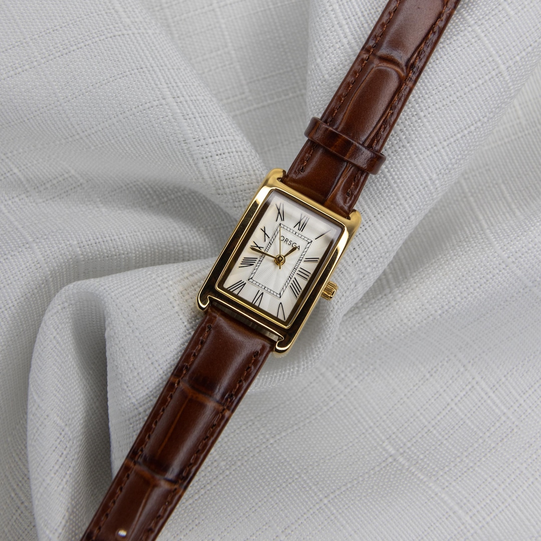 Gold Classic Watch Brown Leather Strap Stylish Quartz Vintage Inspired ...
