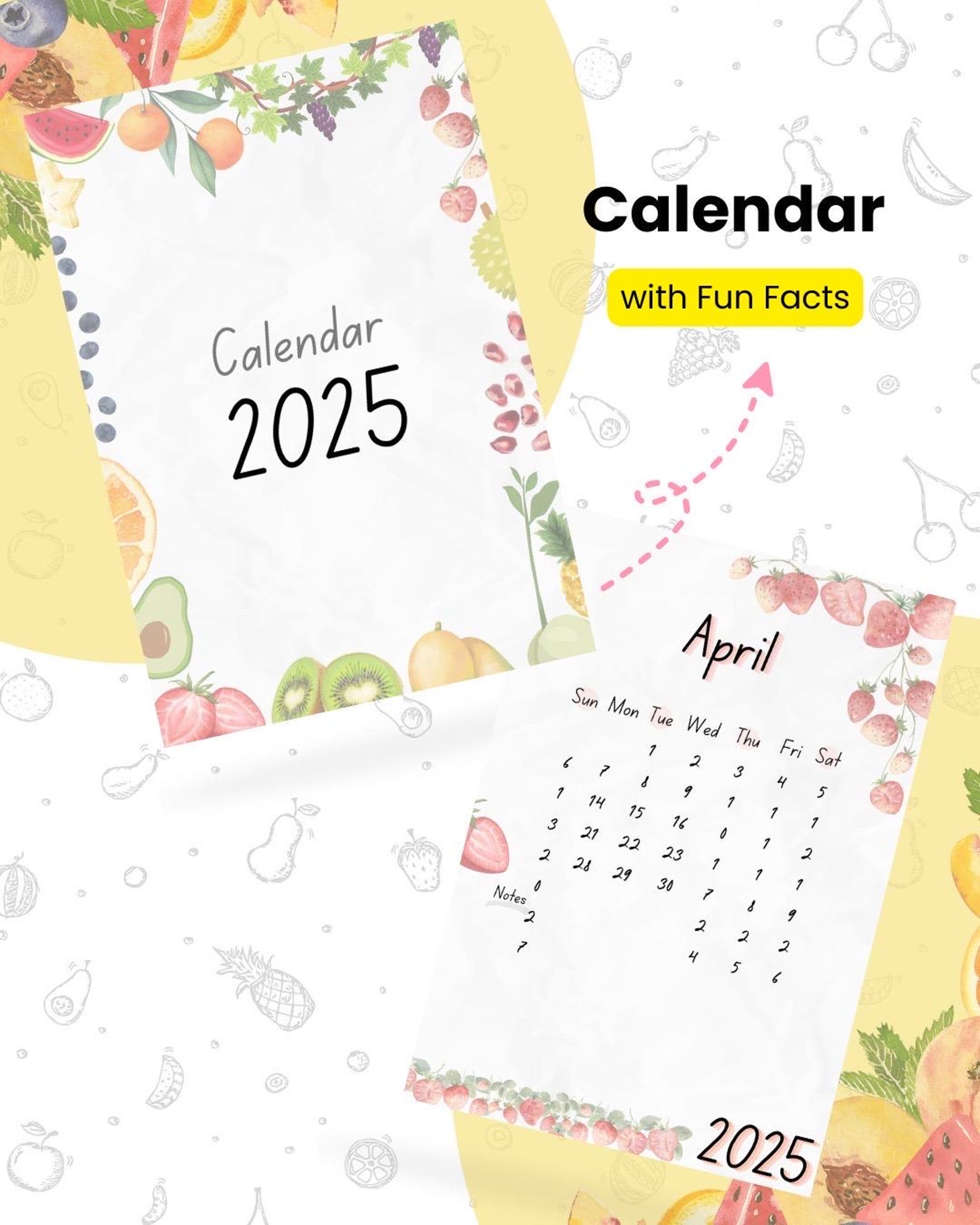 2025 Calendar Printable, Informative Calendar, Wall Calendar PDF - Etsy