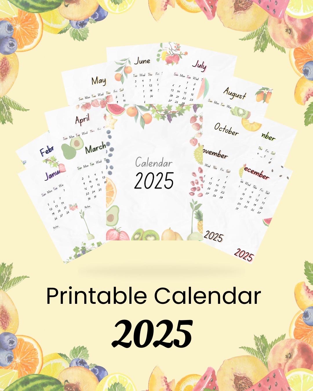 2025 Calendar Printable, Informative Calendar, Wall Calendar PDF - Etsy