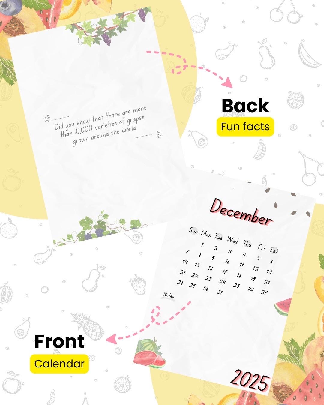 2025 Calendar Printable, Informative Calendar, Wall Calendar PDF - Etsy