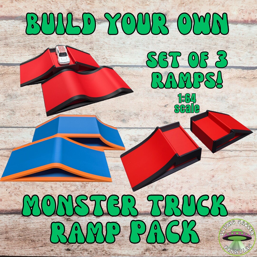 3D Printed Monster Truck Ramps: Custom Stunt Ramp Set of 3, Pocket ...