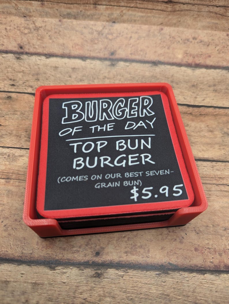 Bob's Burgers, Burger of the Day, Set of 4 Custom Made Drink Coasters ...
