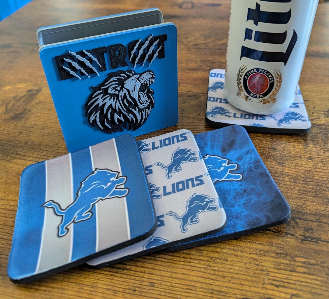 Detroit Lions Football Coaster Display, Drink Coasters With Display ...