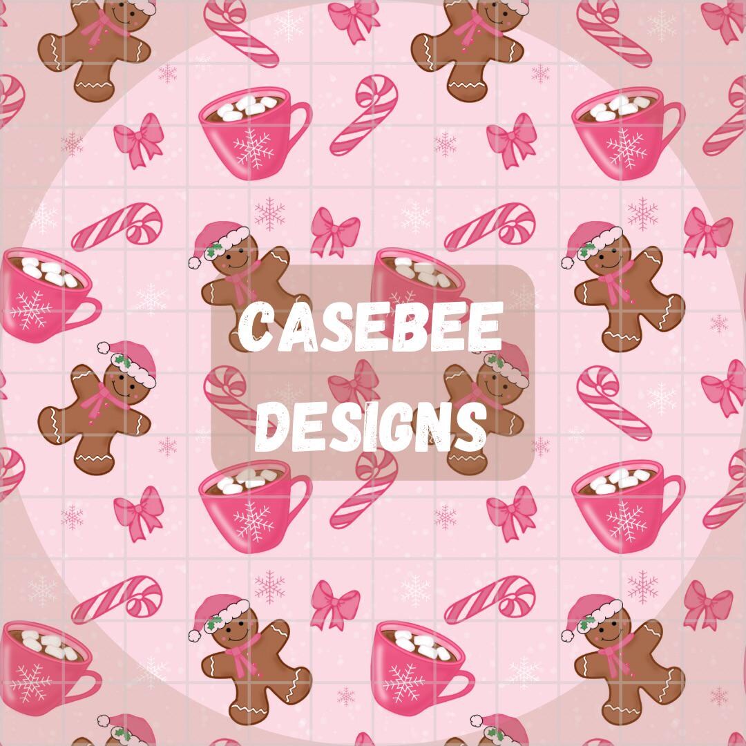 Pink Christmas Hot Chocolate Seamless Pattern: Gingerbread Man (PNG ...