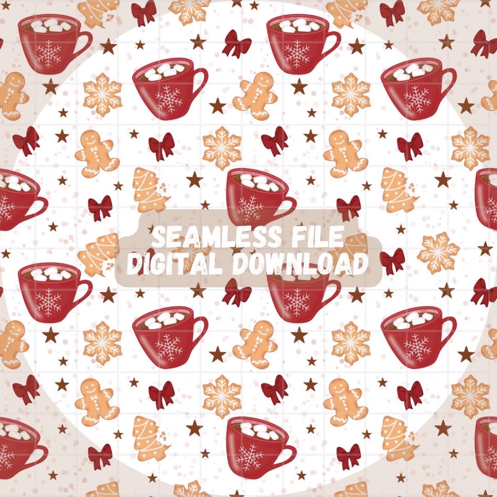 Christmas Cookies & Hot Chocolate Seamless Pattern (PNG Digital Image ...