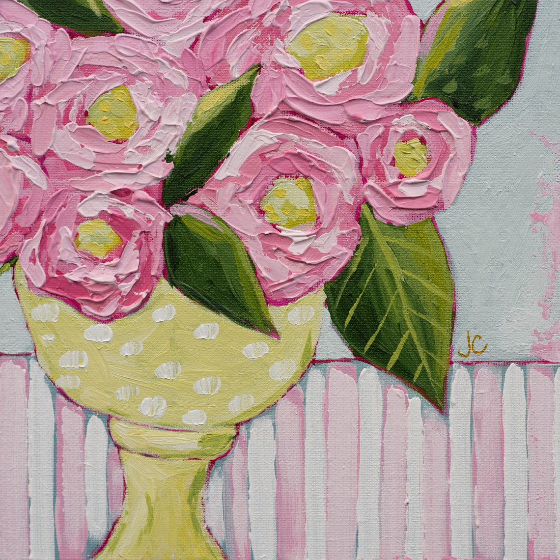 10x10 june Roses Floral Bouquet Original Painting, Pink Roses, Palette ...
