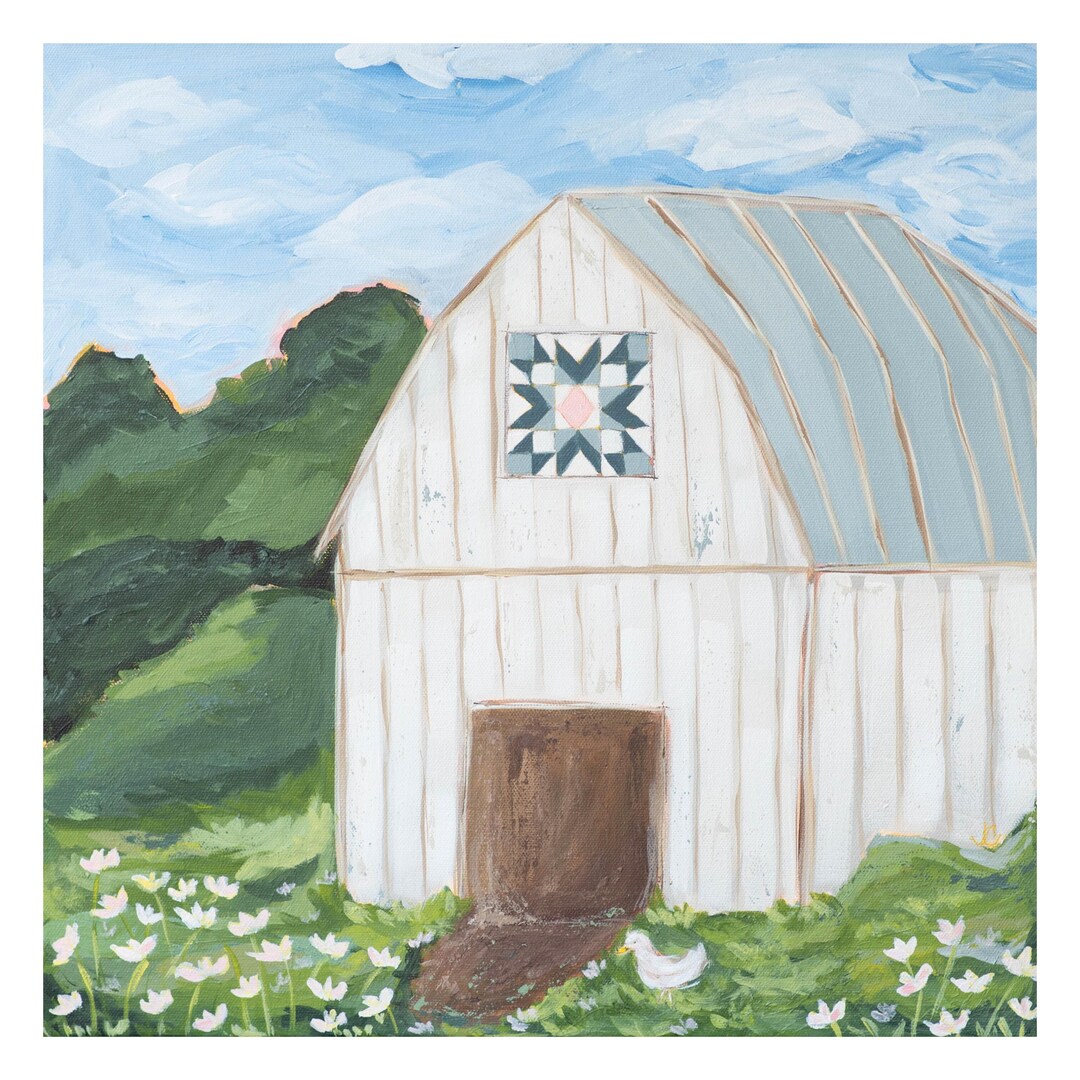 Nestled Barn| Square Art Print| Barn in Meadow Wall Art| Cottagecore ...