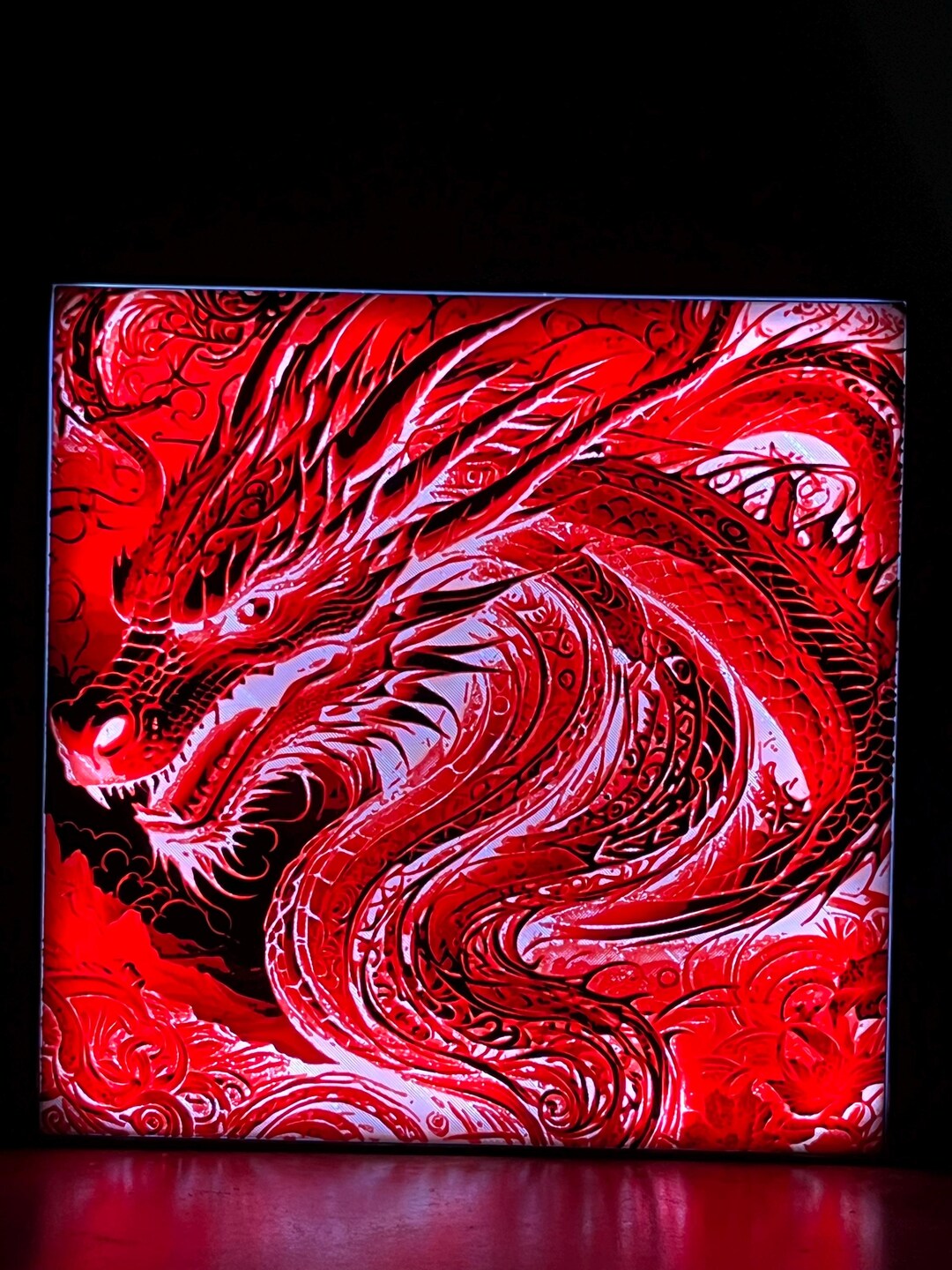 Dragon Hueforge Lithophane Light Box With Multicolor LED Lights, Remote ...