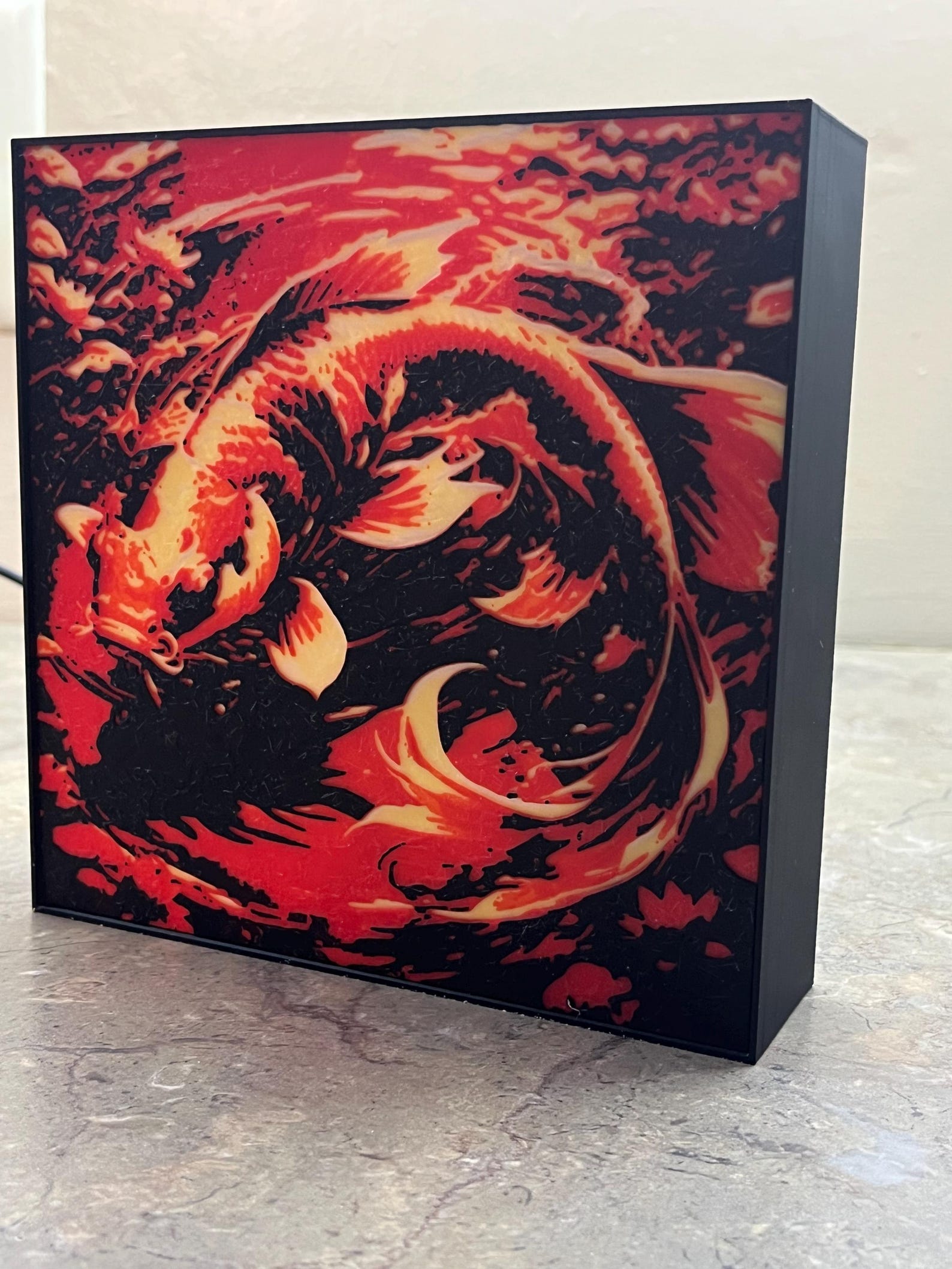 Koi Fish Hueforge Lithophane Light Box With LED Lights With Remote and ...