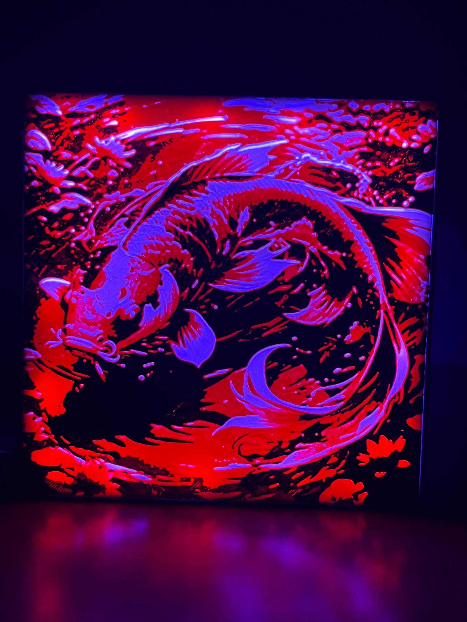 Koi Fish Hueforge Lithophane Light Box With LED Lights With Remote and ...