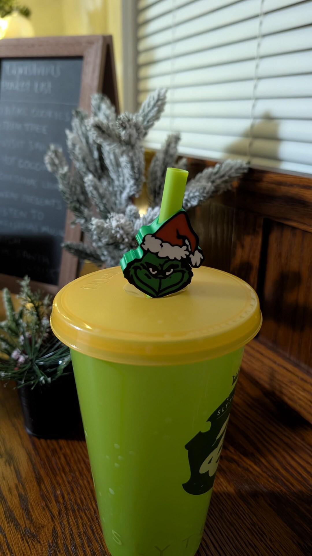 Grinch Straw Topper Charm - Etsy