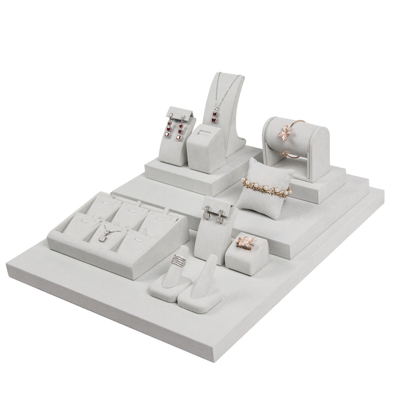 Deluxe Jewelry Display Luxury Jewelry Showcase Display Set Suede ...