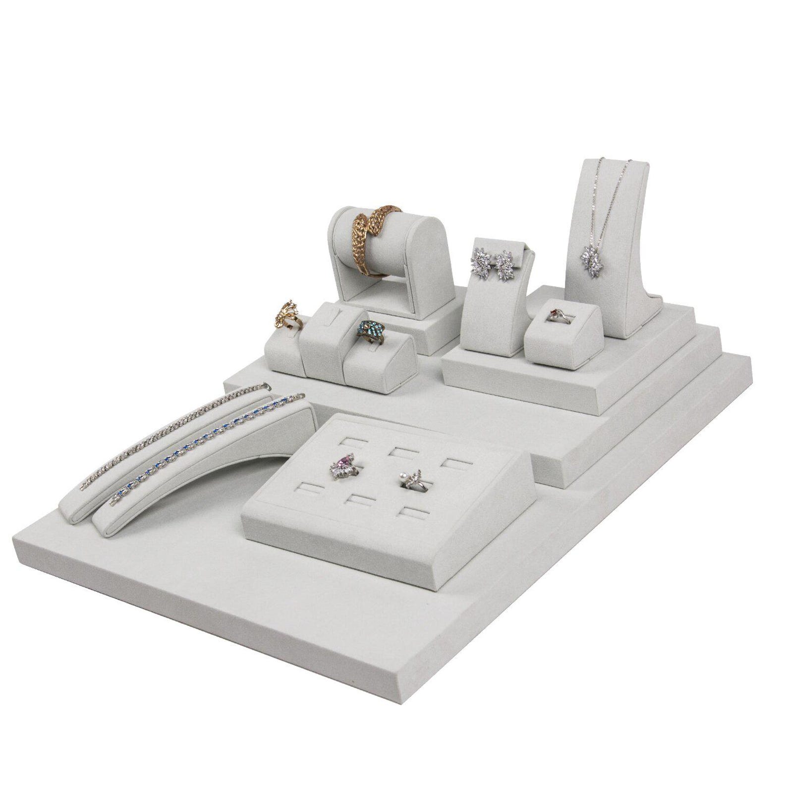 Deluxe Jewelry Display Luxury Jewelry Showcase Display Set Suede ...