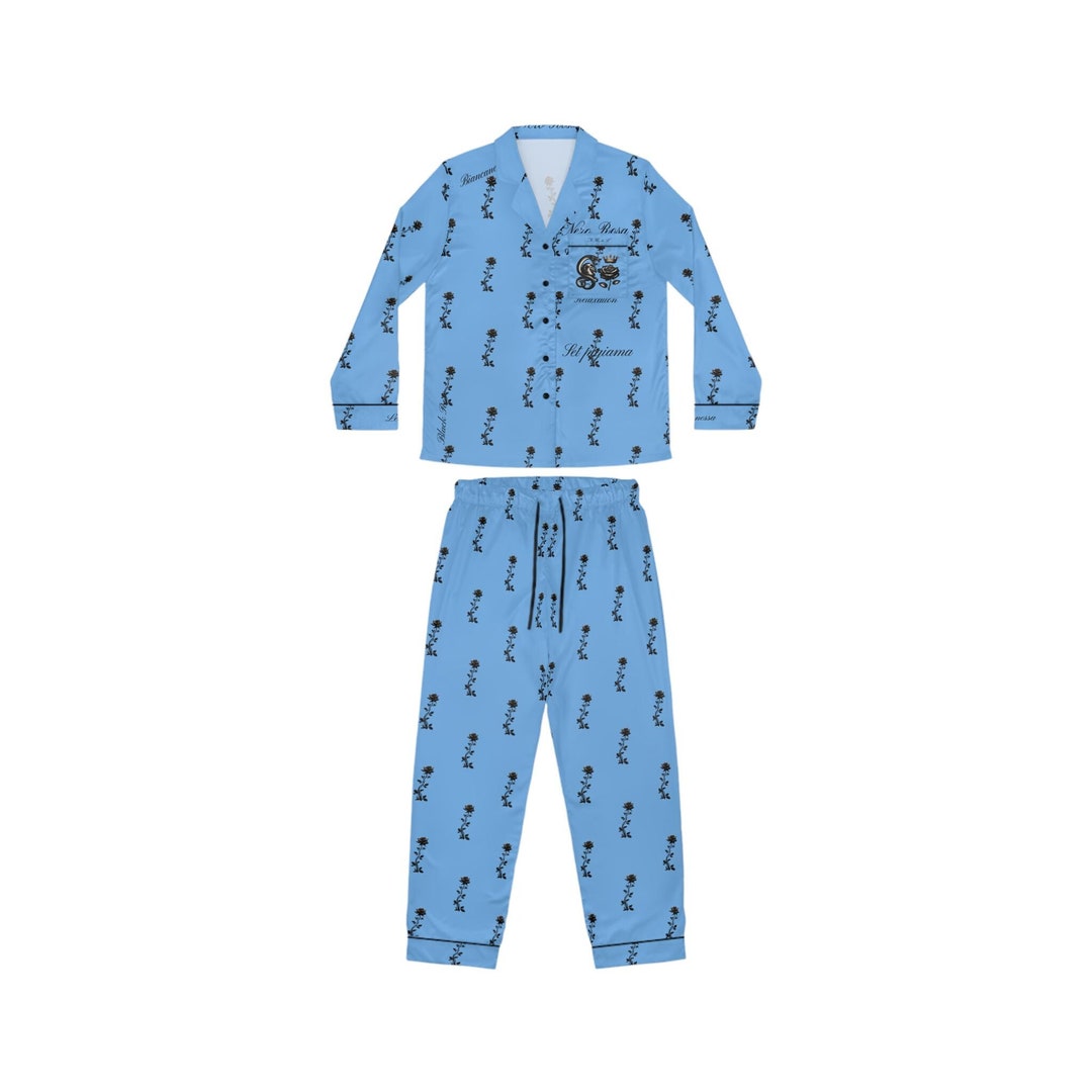Baby Blue Satin Pajamas Set, Luxury Loungewear for Her, Stylish ...