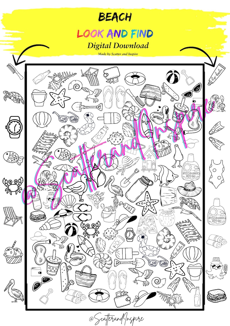Beach Look and Find Poster | Kids' Printable Activity | Beach Adventure ...