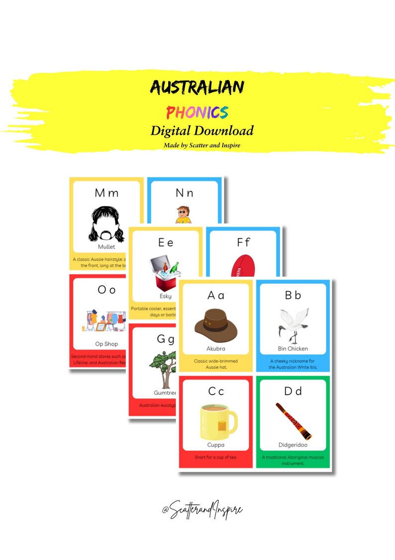 Australian Alphabet Flash Cards – Phonics, Upper & Lower Case, Aussie ...