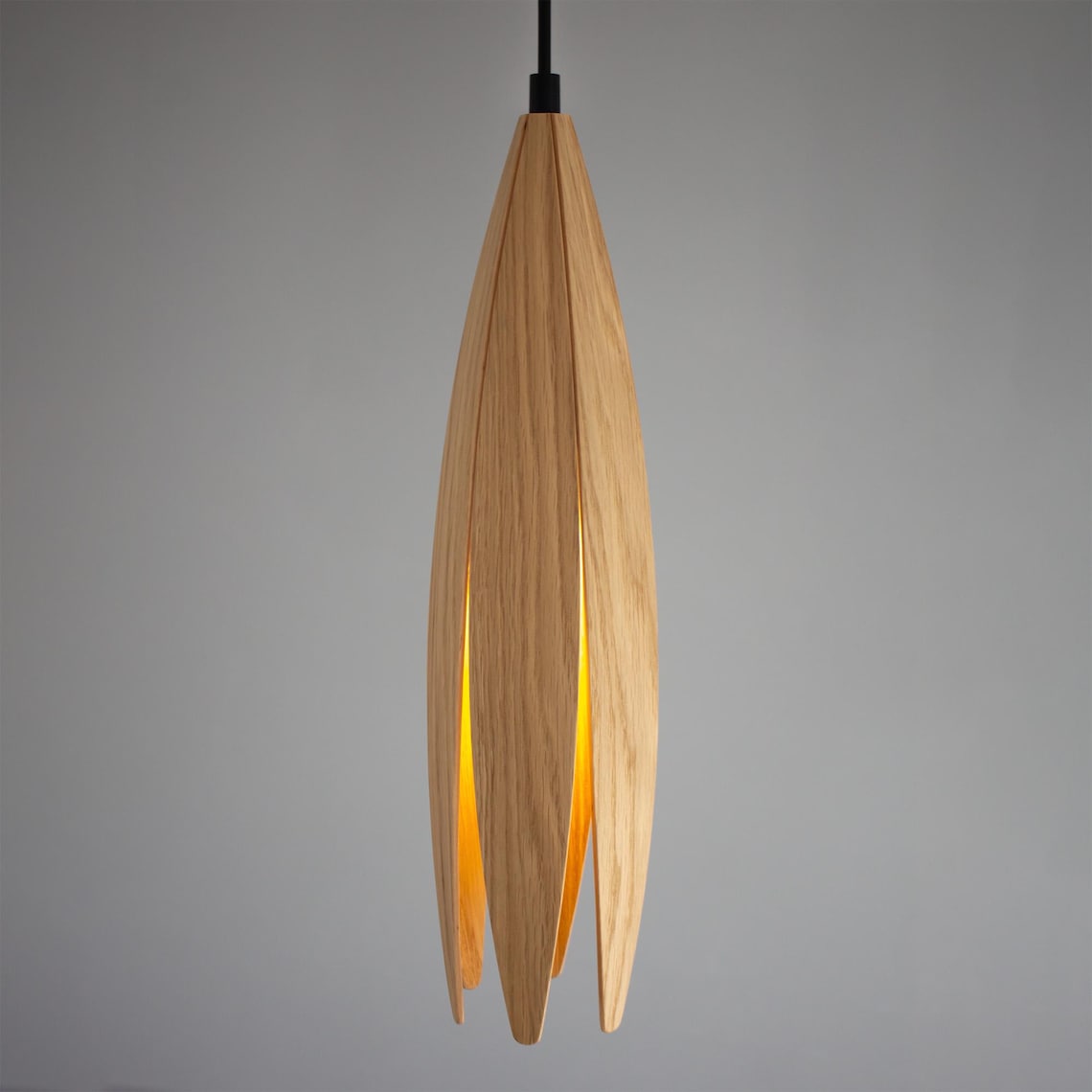 Handmade Wood Pendant Light Cluster | Wooden Lampshade | Mid Century ...