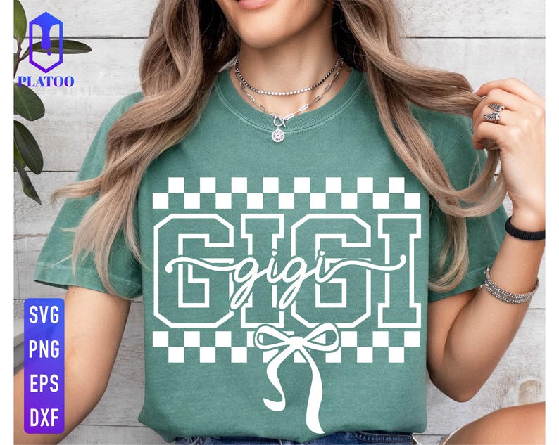 Gigi Checkered Bow SVG PNG, Grandma Gift, Pregnancy Reveal, Mothers Day ...