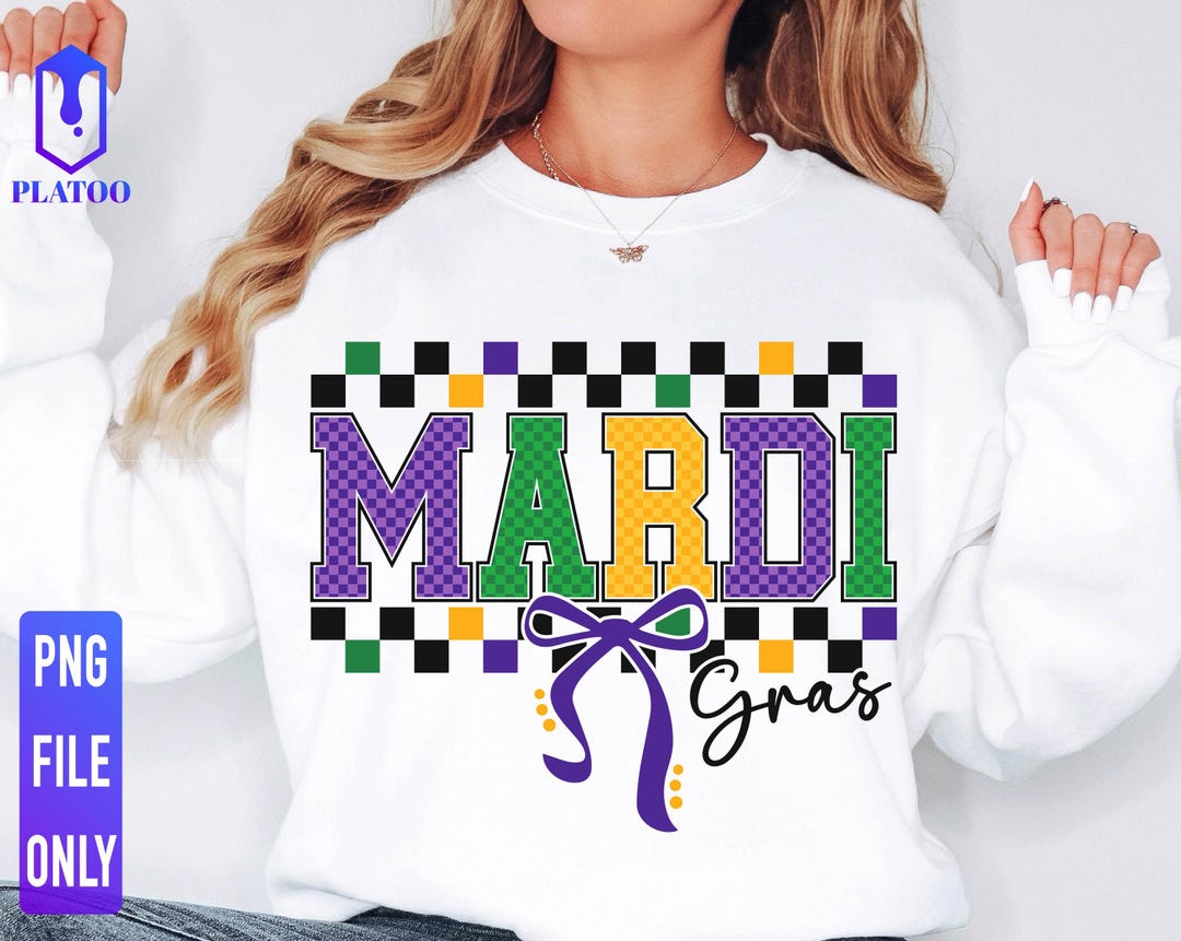 Retro Checkered Mardi Gras PNG, Fleur De Lis Design, Mardi Beads ...
