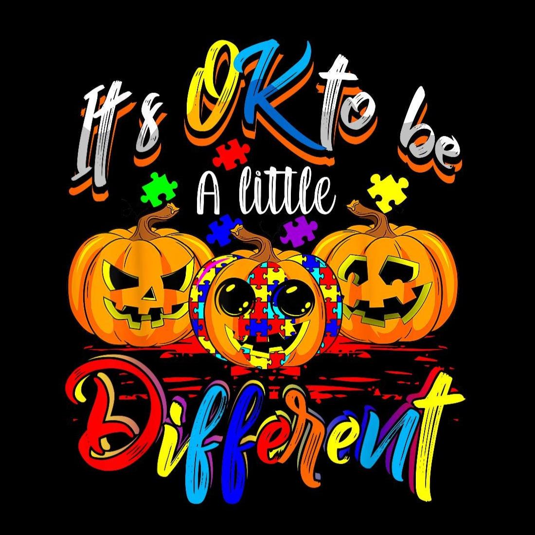 Autism Pumpkin PNG, It's OK to Be Different, Halloween Neurodiversity ...