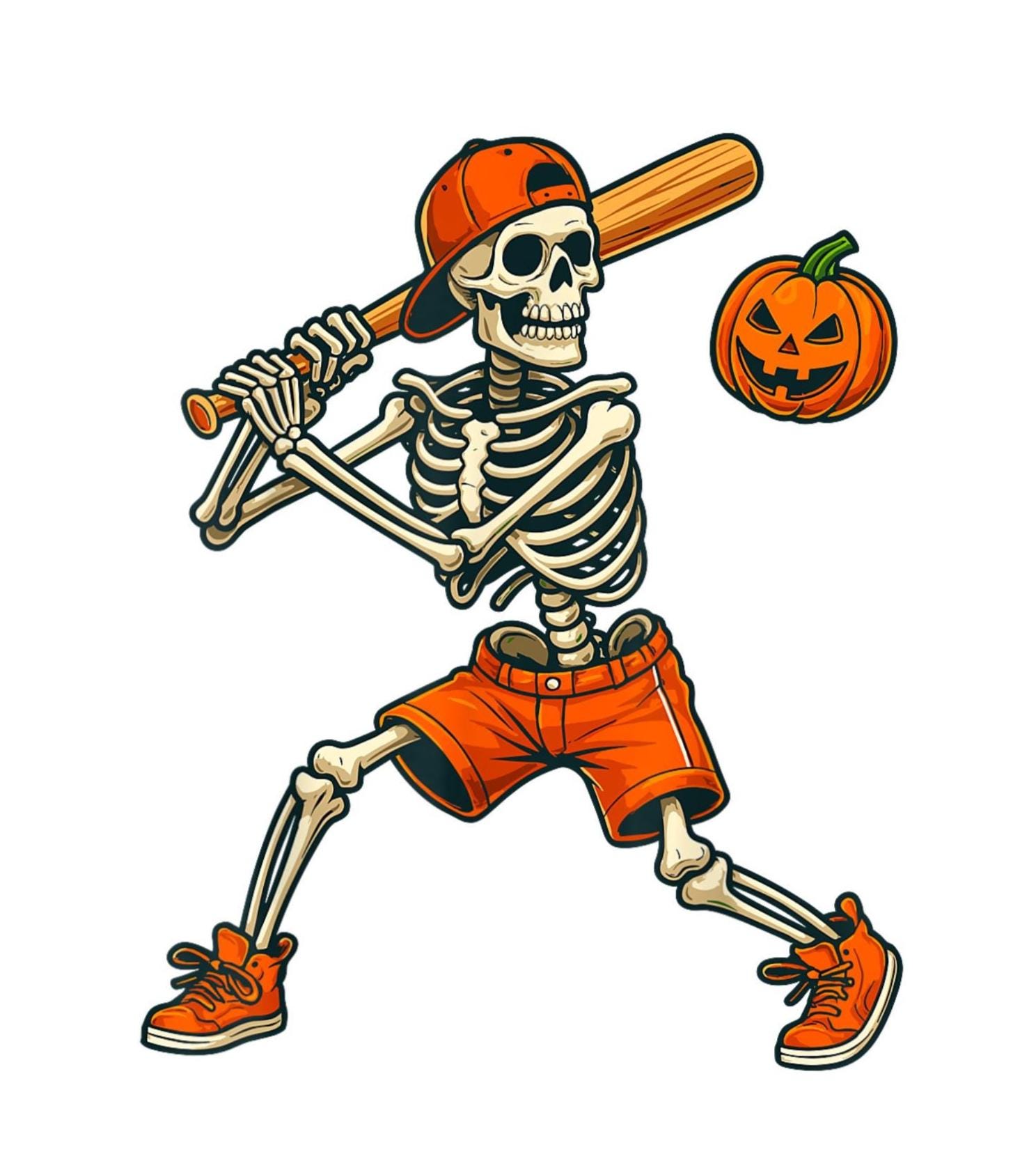 Skeleton Baseball Halloween PNG, Funny Spooky Baseball Player ...