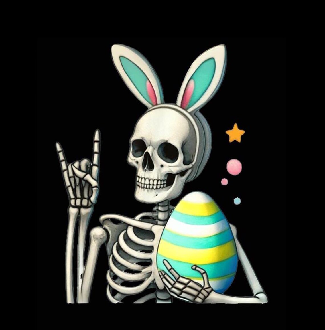Easter Skeleton Bunny Rock Hand PNG - Quirky Easter Digital Art, Gothic ...