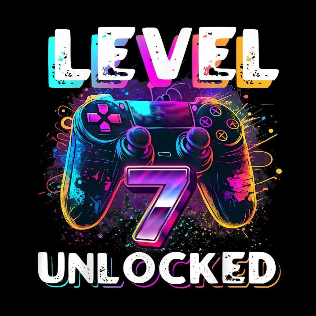 Level 7 Unlocked, 7th Birthday, Gamer Birthday, Video Game Party ...