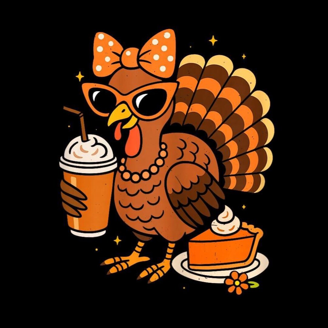 Turkey Drinking Coffee Thanksgiving PNG, Funny Caffeinated Turkey Quote ...